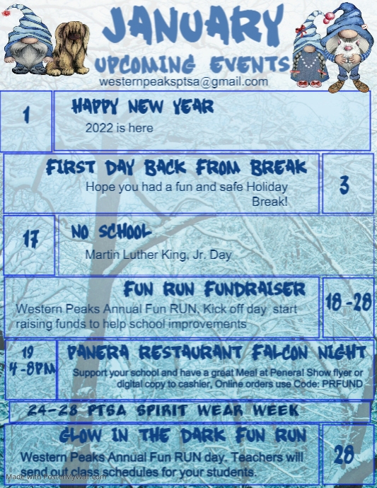 Copy of January Upcoming Events Calendar | PosterMyWall