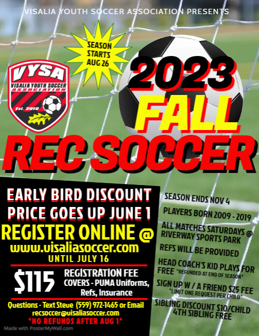 FALL REC ONLINE REGISTRATION | PosterMyWall