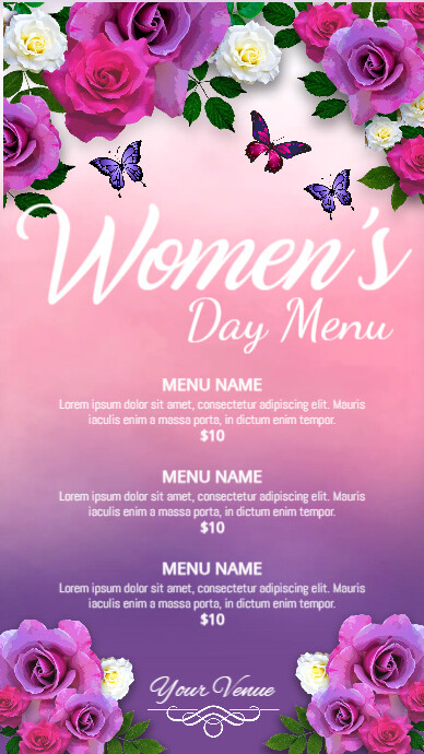 women's day menu, mother's day menu | PosterMyWall