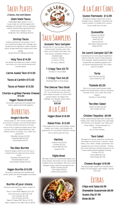 Tex-Mex menu back screens | PosterMyWall