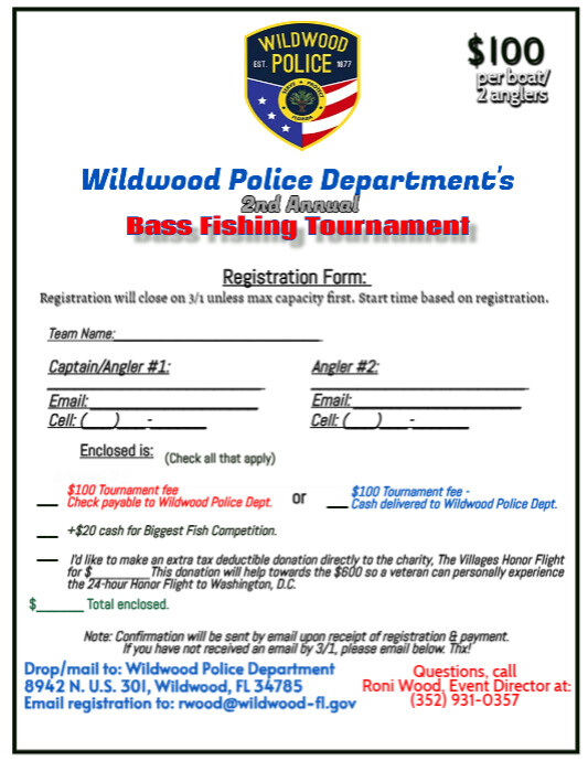 WPD Bass Fishing Tournament Registration | PosterMyWall