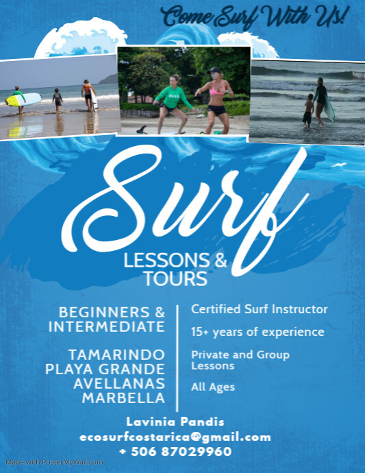 Copy of Copy of Surfing lessons flyer template | PosterMyWall