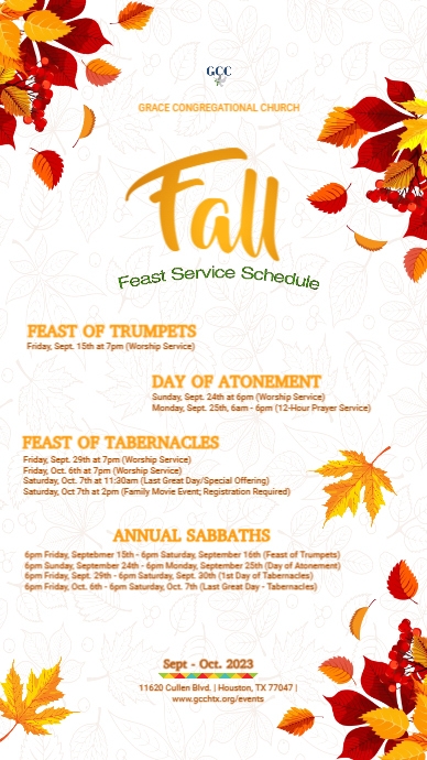 Fall Service Schedule (2023) IG Story | PosterMyWall