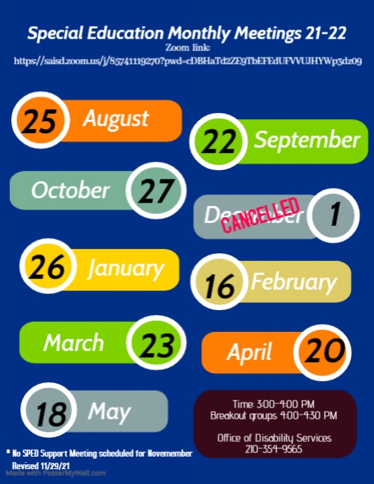 21-22 SPED Meetings | PosterMyWall