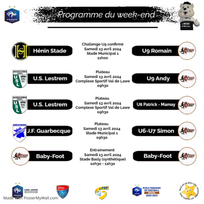 Copie de Affiches matches du week-end foot à 11 (2) | PosterMyWall