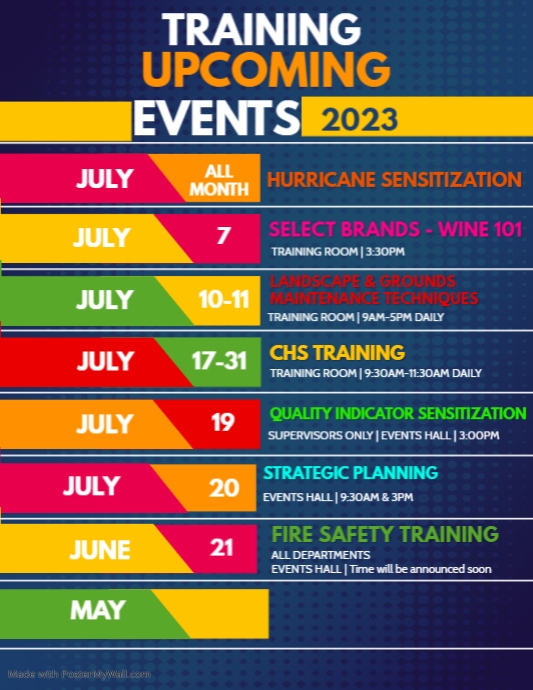 Upcoming Events - July 2023 | PosterMyWall