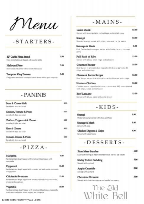 Copy of Copy of Menu | PosterMyWall