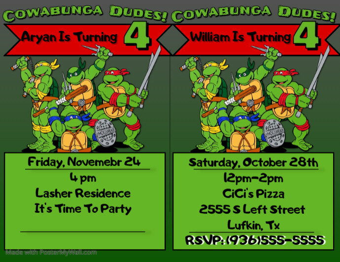 TMNT Birthday Invite | PosterMyWall