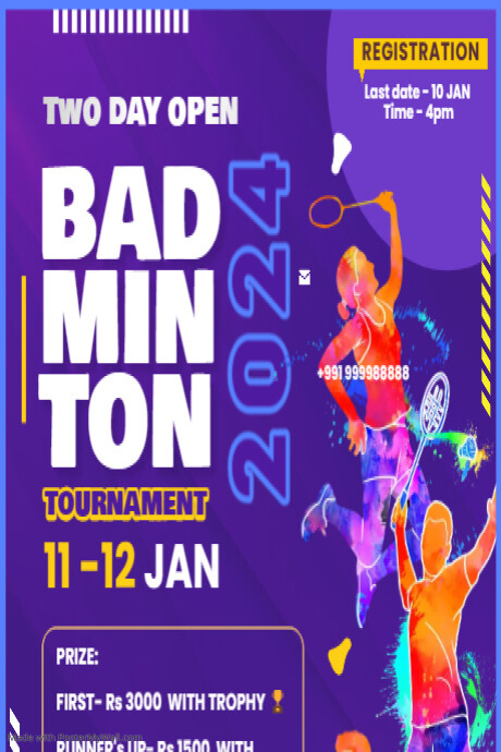 Copy of Badminton Tournament Event Template | PosterMyWall
