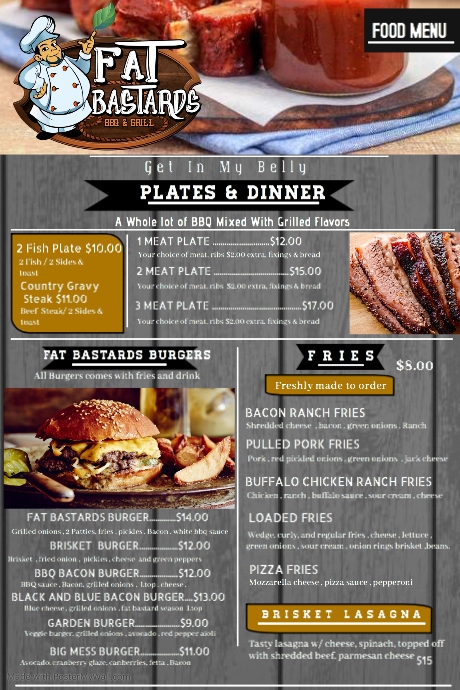 Fat Bastards menu | PosterMyWall