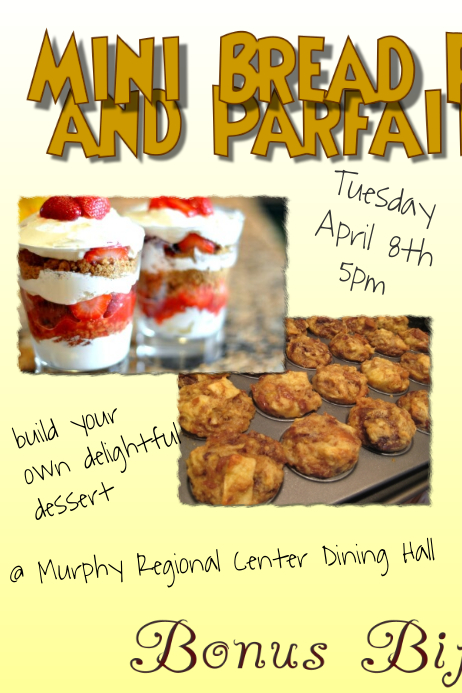 Mini Bread Pudding and Parfait Template | PosterMyWall