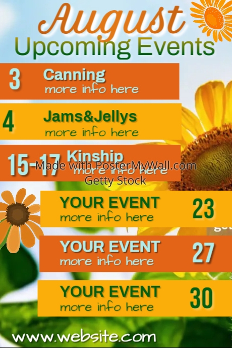 August Upcoming Events Poster | PosterMyWall