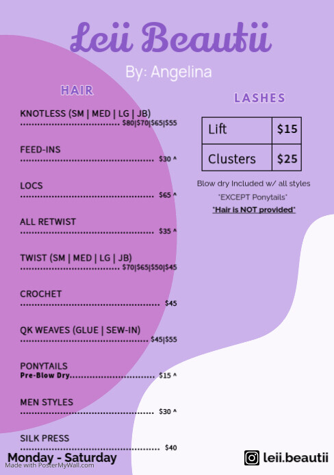 Peach Laser Clinic Price List Template | PosterMyWall