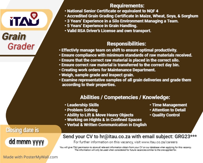 Grain Grader | PosterMyWall