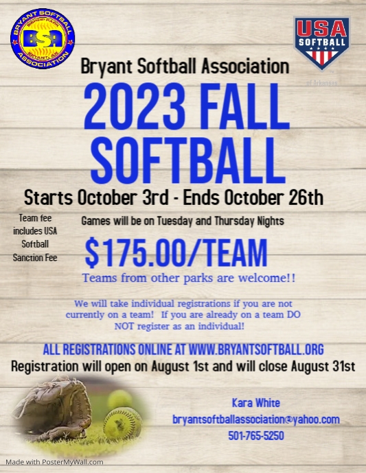 2023 Fall Softball | PosterMyWall