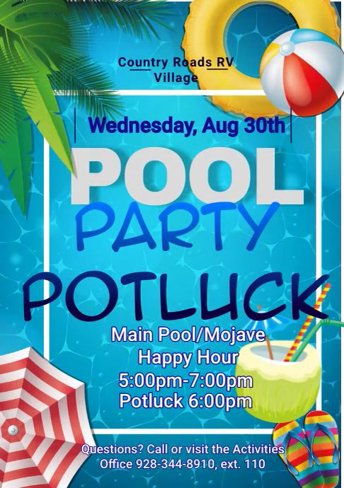Pool Party Potluck 7-5-23 | PosterMyWall