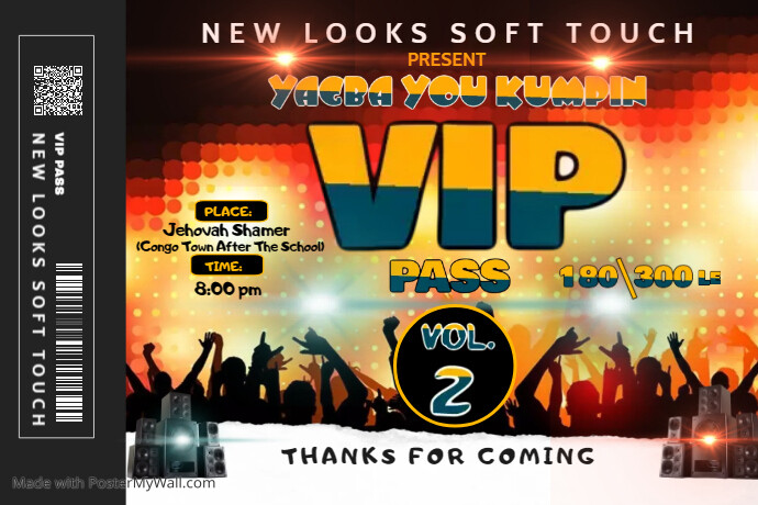 vip pass access template design yellow and gr | PosterMyWall