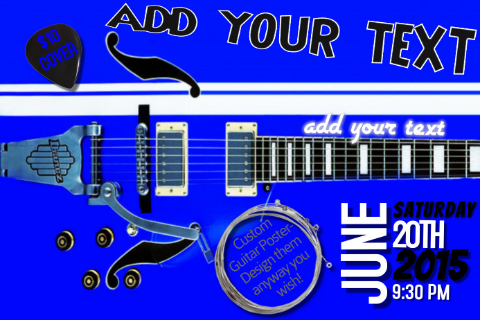 Bar Band Guitar Blue Rock Event Flyer Ad Poster Jam Night Template ...