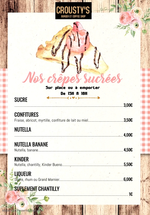 menu board crepe | PosterMyWall