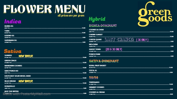 Copy of Copy of FLOWER MENU 8/29/21 | PosterMyWall