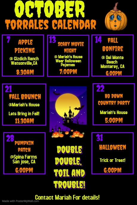 Copy of October Upcoming Events | PosterMyWall