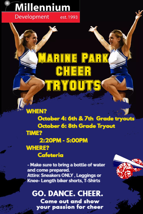 Cheerleader Tryouts Flyer Template | PosterMyWall