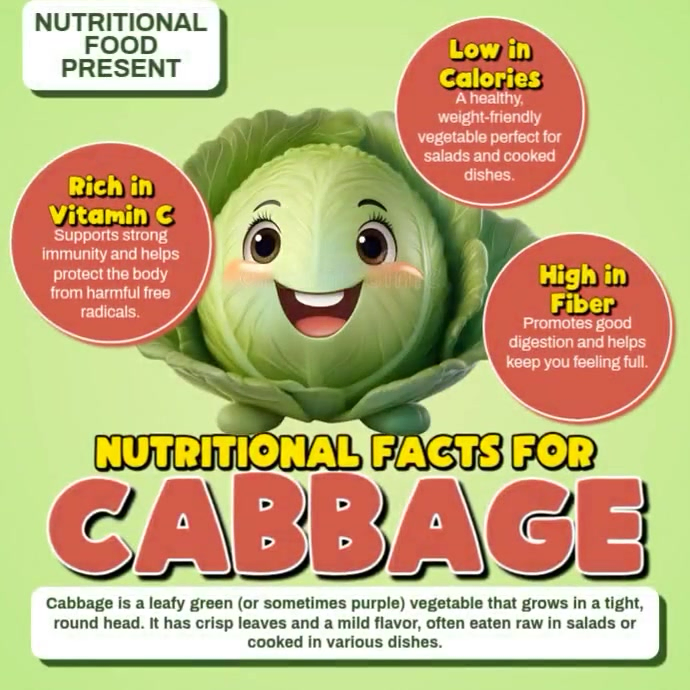 Cabbage Nutritional Facts Template | PosterMyWall