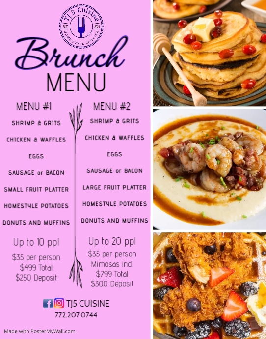 Brunch Menu Template Flyer | PosterMyWall