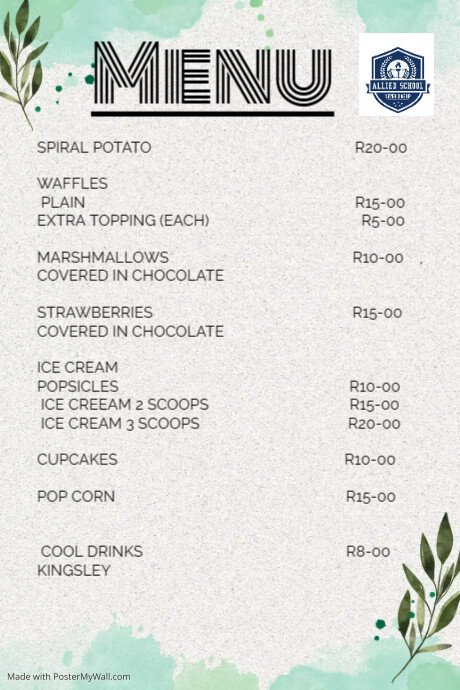 GREEN AESTHETIC MENU | PosterMyWall