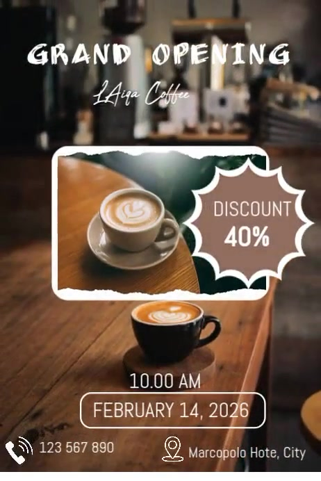 Cafe Grand Opening Poster Template | PosterMyWall