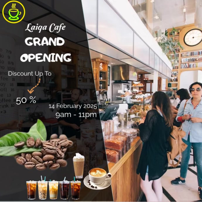 Cafe Grand Opening Poster Template | PosterMyWall