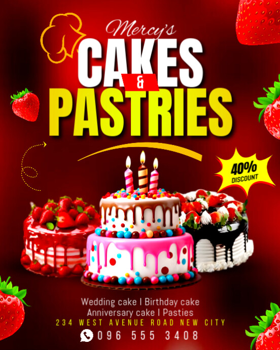 Copy of Cake and pastries shop bakery business advertisement online ...