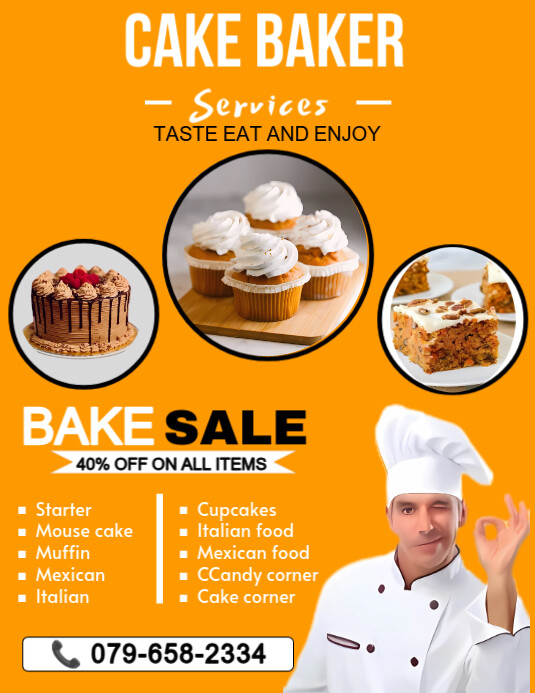 Cake baker service flyer design template | PosterMyWall