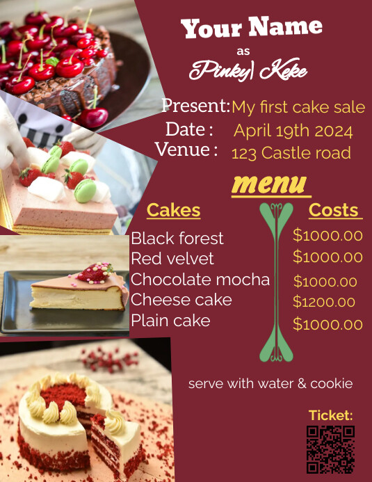 Cake sale poster & ticket Template | PosterMyWall
