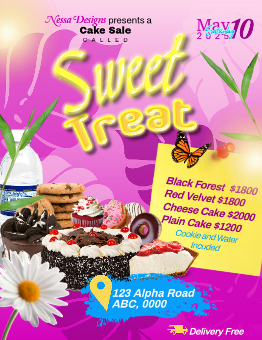 Cake Sale Poster Flyer By Nessa Designs Template | PosterMyWall