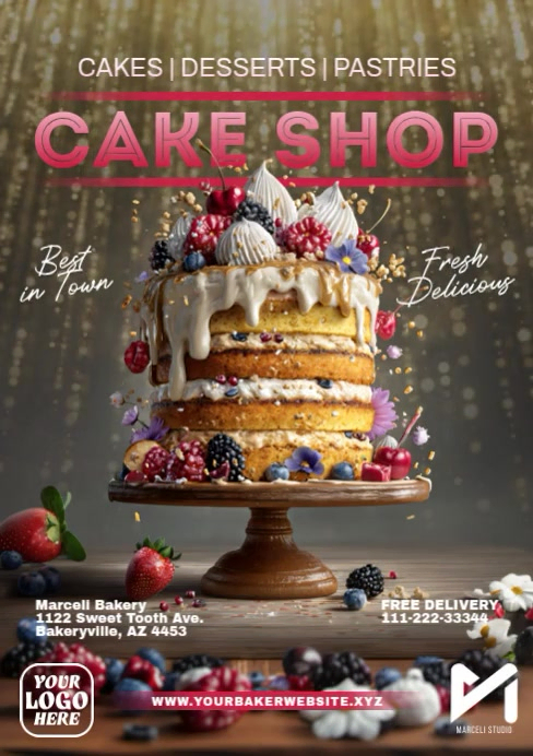 Cake Shop Sweet Bakery Video Flyer Template | PosterMyWall