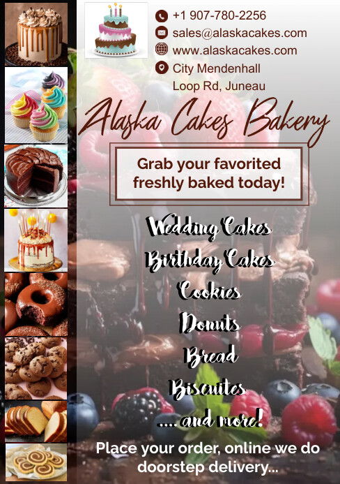Cakes and Pastries Bakery Baking business fly Template | PosterMyWall