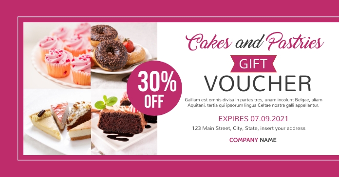 cakes and pastry sweets related gift voucher Template | PosterMyWall