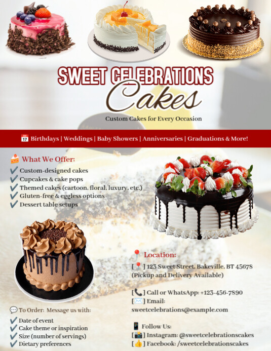 Cakes Bakers Ad Template | PosterMyWall