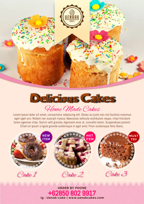 Copy of Cakes Menu Flyer / Poster Template | PosterMyWall
