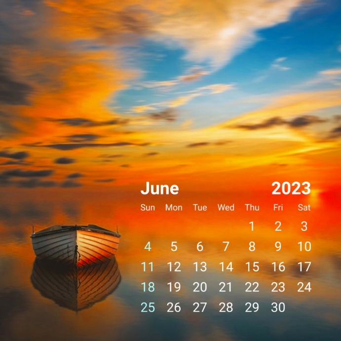 Calendar; summer june, instagram post Template | PosterMyWall