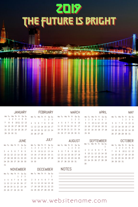 Plantilla de Calendario 2019 Cartel Plantilla | PosterMyWall