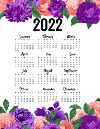 calendar 2022 blue rose Template | PosterMyWall