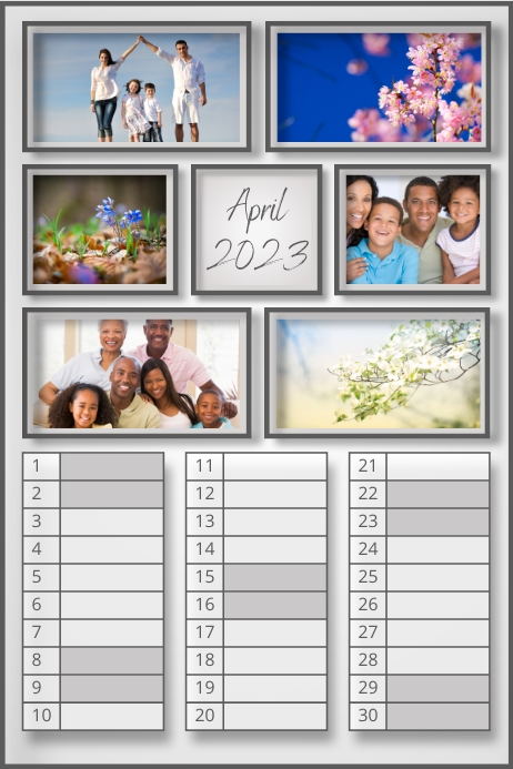 Calendar 2023 April Family Pictures Planner Template | PosterMyWall