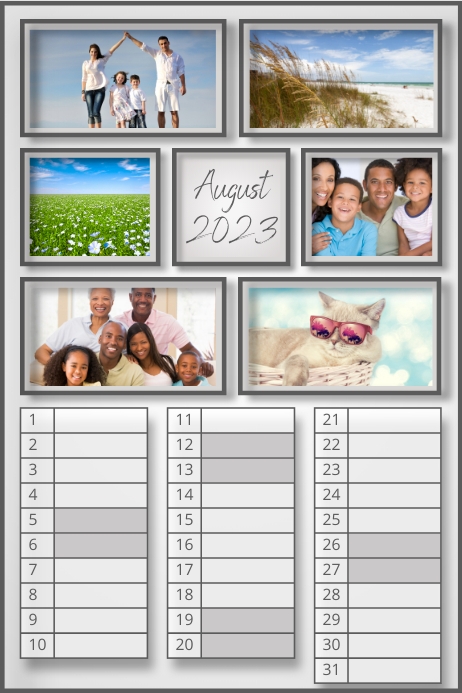 Calendar 2023 August Family Pictures Planner Template | PosterMyWall