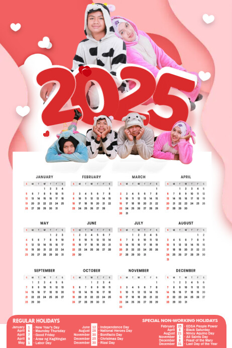 Calendar 2025 Peach Theme Template | PosterMyWall