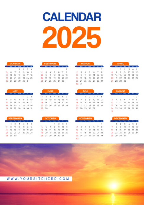 Calendar 2025 sunset Template | PosterMyWall