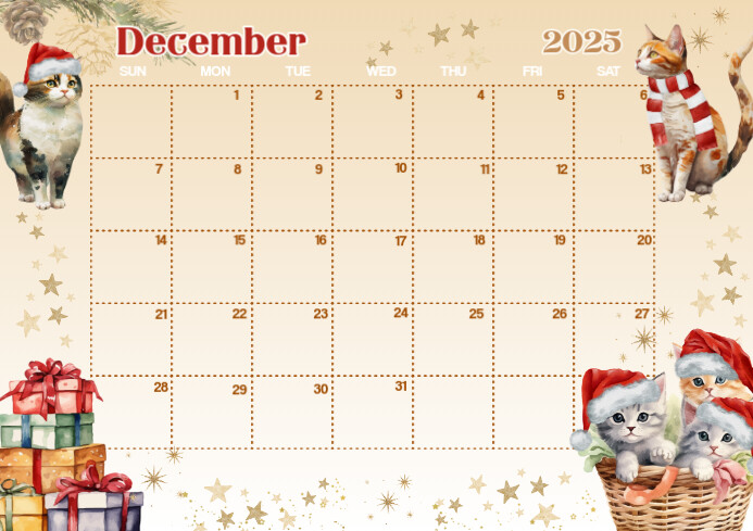 Calendar December Cats Template | PosterMyWall
