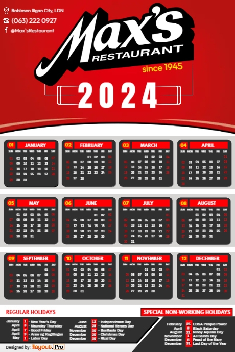Calendar Max` 2023 Template | PosterMyWall
