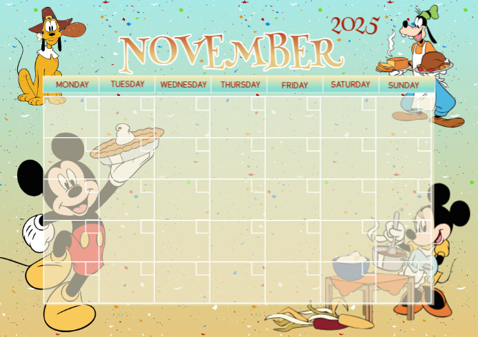 Calendar November Mickey all years Template | PosterMyWall